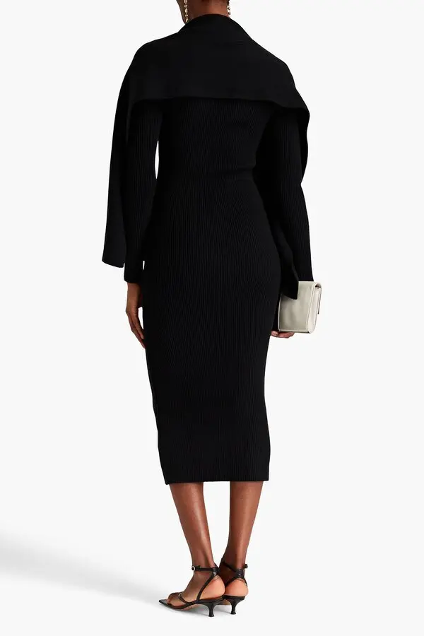 Arch4 Coco Ribbed Cashmere Midi Dress - Black