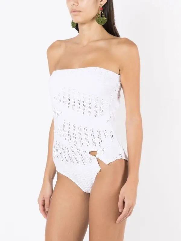 AMIR SLAMA Open-knit Bandeau One-piece - White