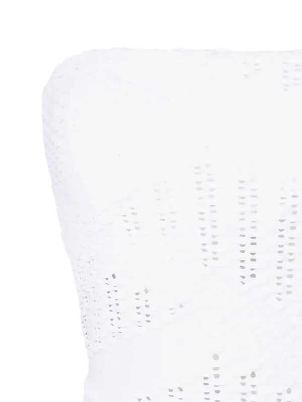 AMIR SLAMA Open-knit Bandeau One-piece - White