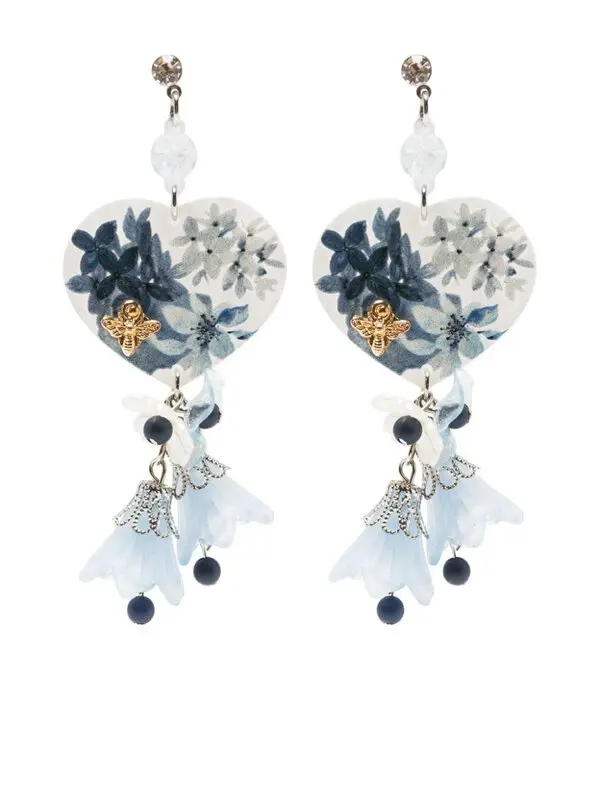 AMIR SLAMA BIJOUX Amir Slama Heart-shaped Tassel Earring - White