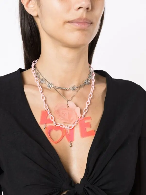 AMIR SLAMA Rose Pendant Necklace Set Of Three