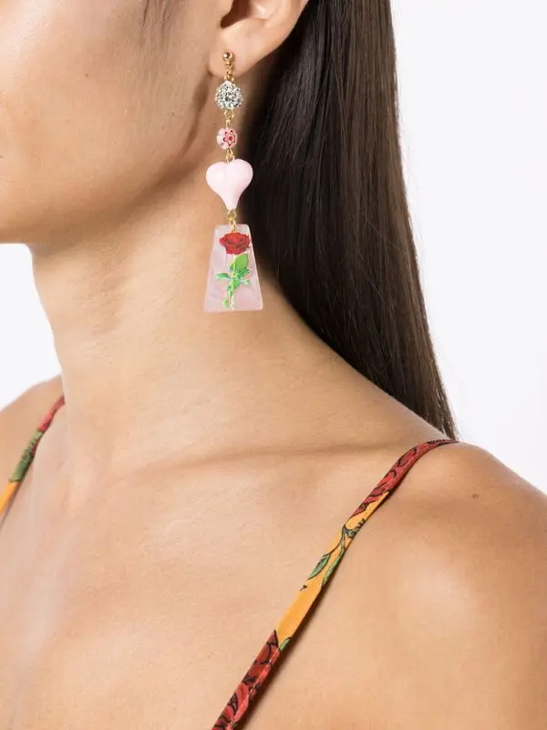 AMIR SLAMA Asymmetric Floral-print Earrings