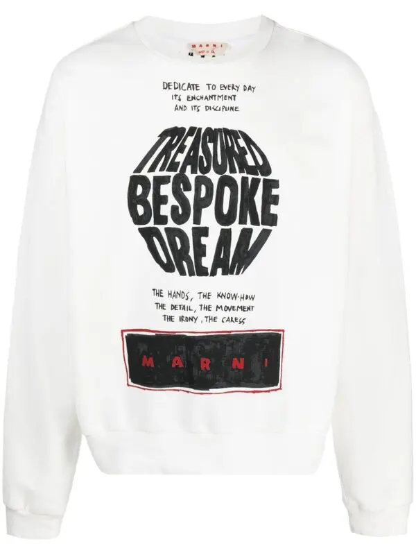 Marni Slogan-print Cotton Sweatshirt - White