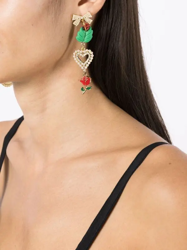AMIR SLAMA Asymmetric Pearl-embellished Bow Earrings