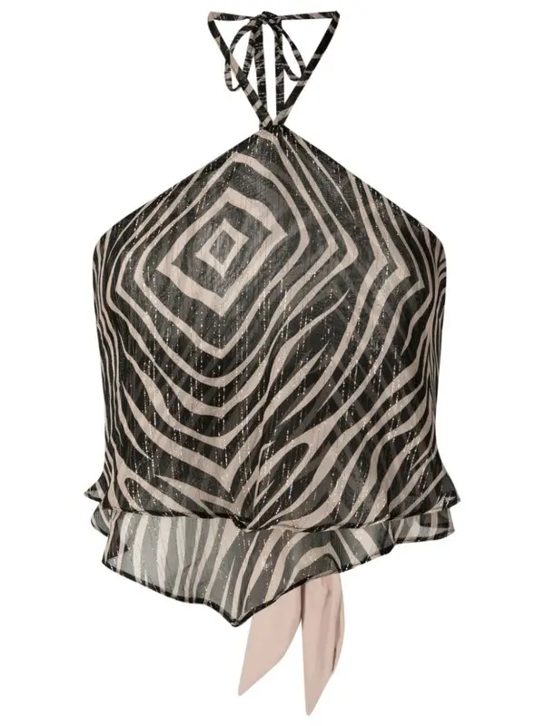 AMIR SLAMA Zebra-print Silk Top