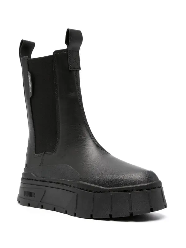 PUMA Mayze Stack 50mm Leather Chelsea Boots - Black