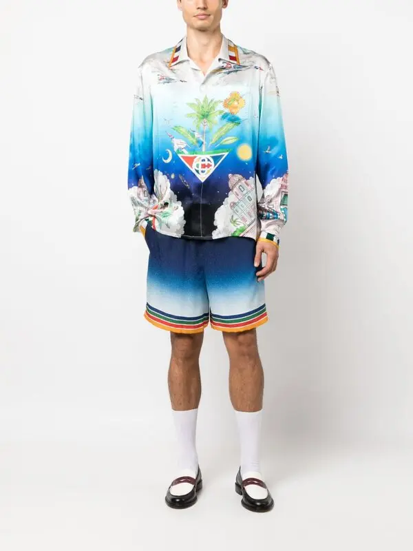 Casablanca Le Dimension Illustration Style-print Shirt - Blue