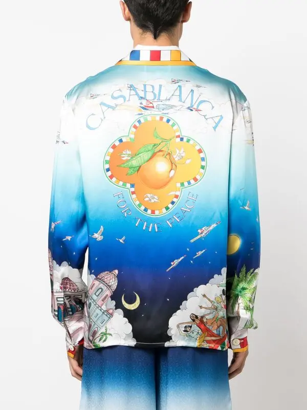 Casablanca Le Dimension Illustration Style-print Shirt - Blue