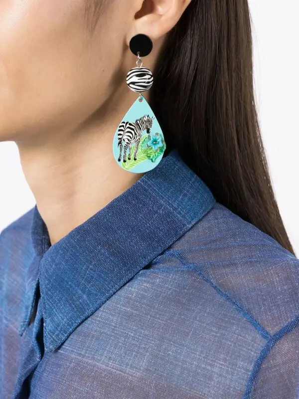 AMIR SLAMA Zebra-print Drop Earrings