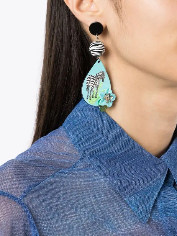 AMIR SLAMA Zebra-print Drop Earrings