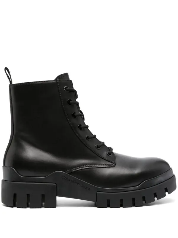 Calvin Klein Panelled Leather Combat Boots