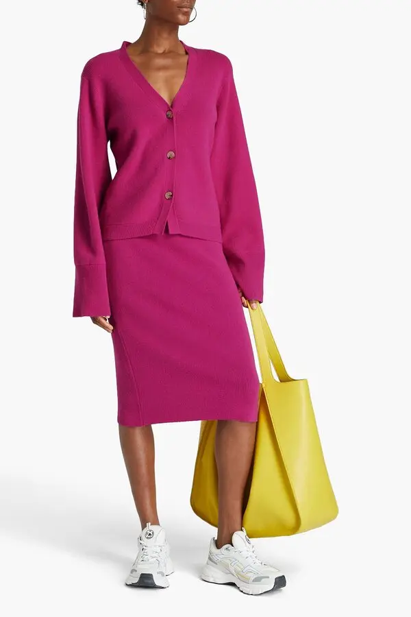 Arch4 Ribbed Cashmere Knee Length Skirt