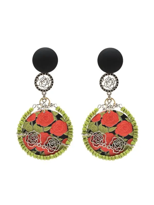 AMIR SLAMA BIJOUX Amir Slama Love Floral-print Earring - Green