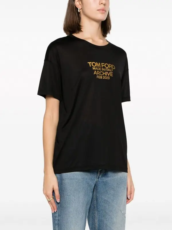 TOM FORD Logo-print Silk T-shirt