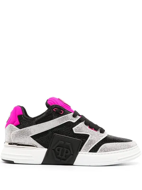 Philipp Plein Crystal-embellished Lace-up Sneakers - Black