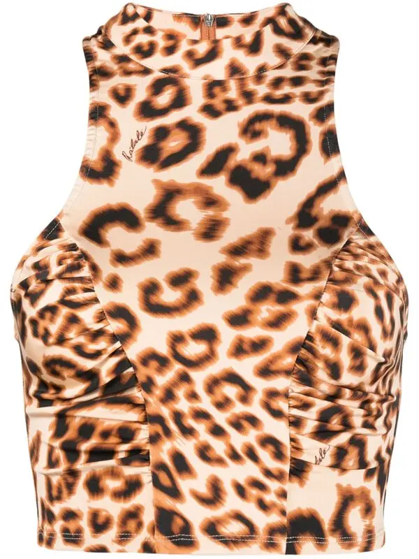 ROTATE BY BIRGER CHRISTENSEN Leopard Print Crop Top