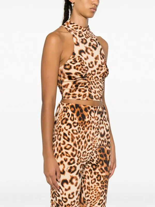 ROTATE BY BIRGER CHRISTENSEN Leopard Print Crop Top