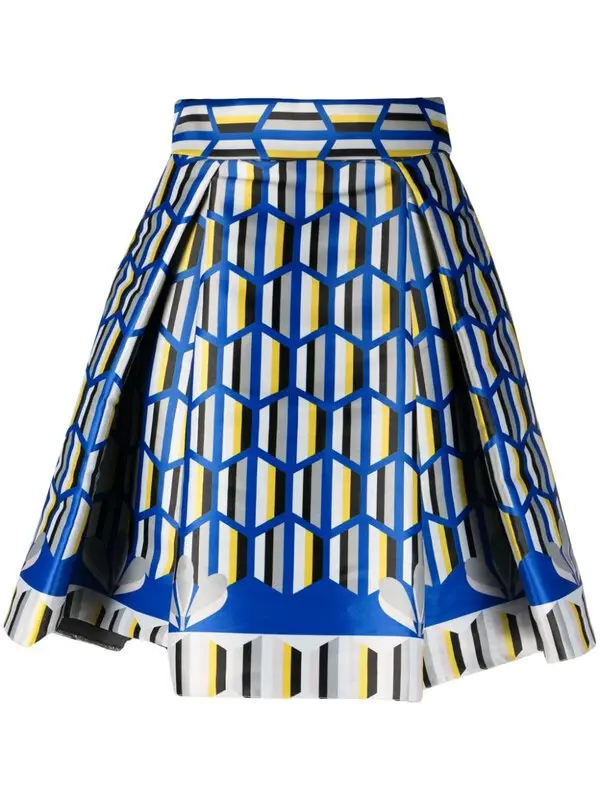 GEMY MAALOUF Graphic-print Pleated Skirt - Black