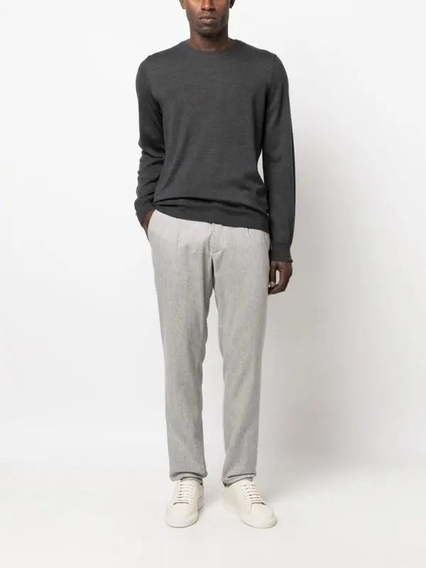 Eleventy Mélange-effect Tapered Trousers - Grey