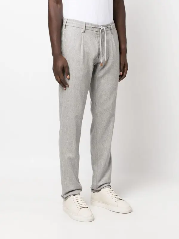 Eleventy Mélange-effect Tapered Trousers - Grey