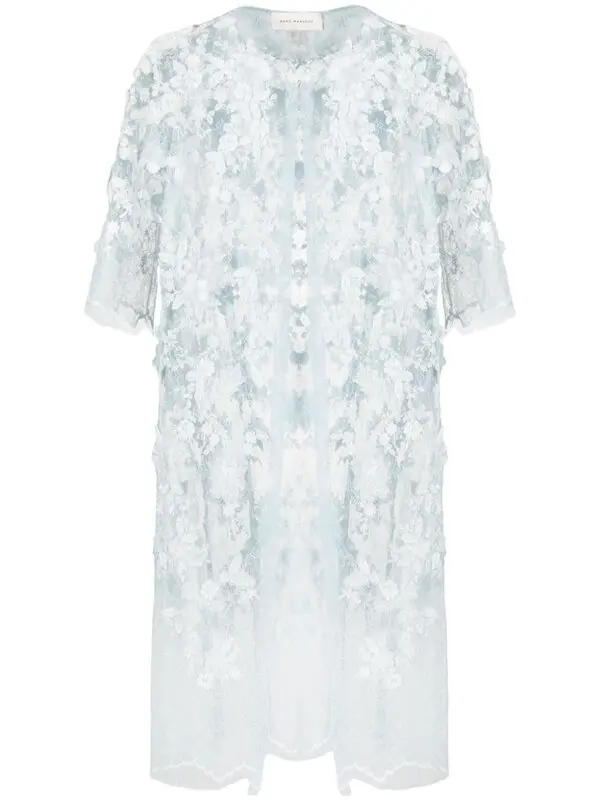 GEMY MAALOUF Floral-lace Semi-sheer Coat - Blue