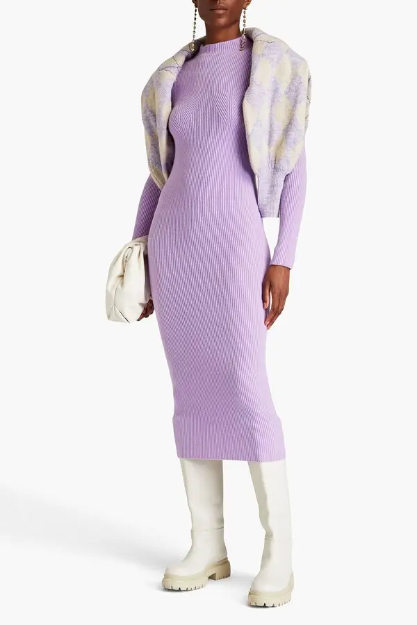 Sandy Cutout Ribbed Cashmere Midi Dress