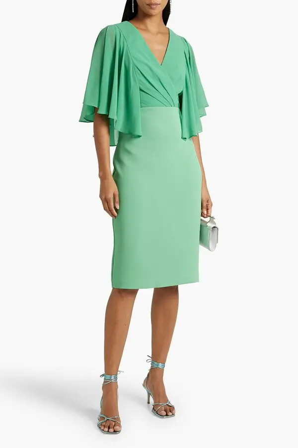 Badgley Mischka Chiffon Paneled Crepe Dress In Mint - 85% Off | Editorialist