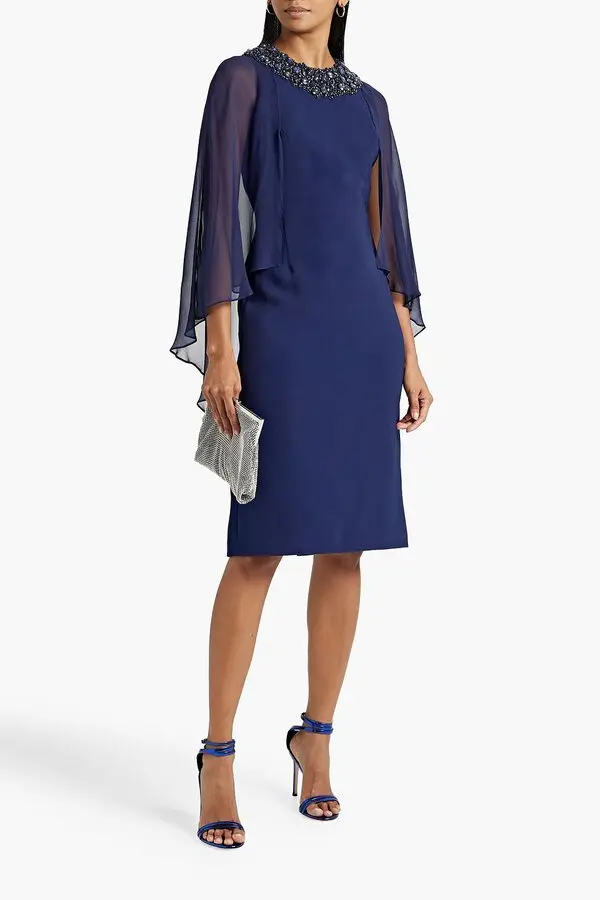 jenny packham navy beaded dress 2000s Jenny Packham Navy White Sequin and Beaded Column Dress  CIRCA  VINTAGE