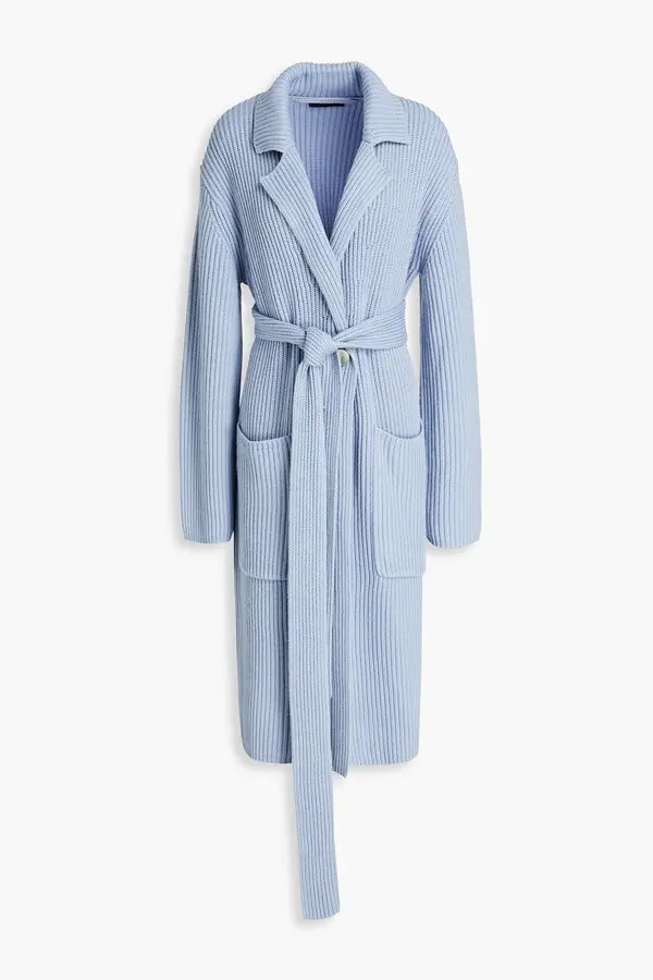 JOSEPH Ribbed Cotton, Wool And Cashmere-blend Coat - Light Blue