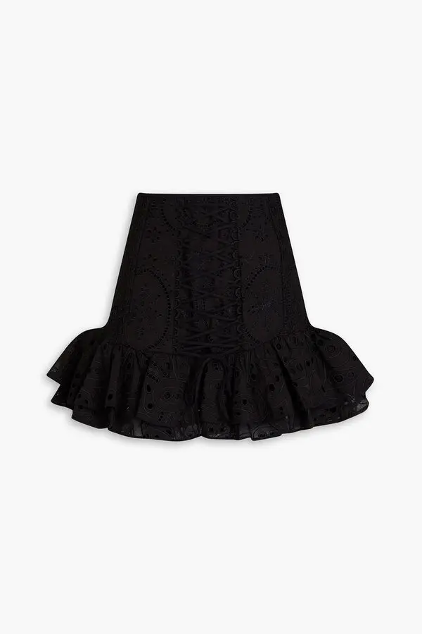 Charo Ruiz Ibiza Lucrecia Broderie Anglaise Mini Skirt - Black