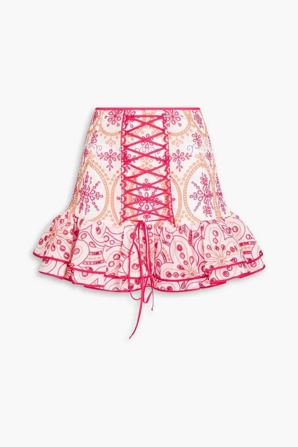 Charo Ruiz Ibiza Lucrecia Broderie Anglaise Mini Skirt - Fuchsia