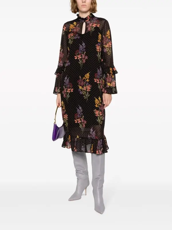 TWINSET Double-layer Floral-print Midi Dress