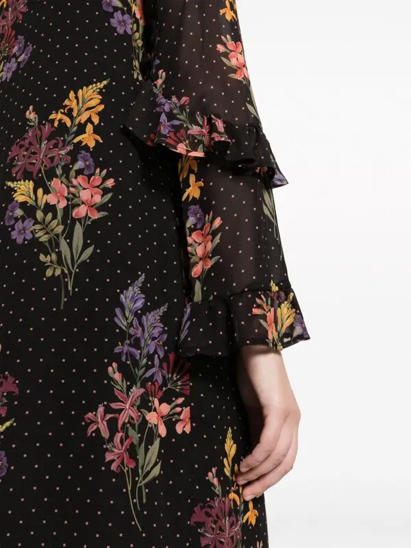 TWINSET Double-layer Floral-print Midi Dress