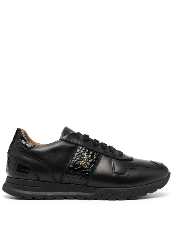 BILLIONAIRE Crocodile-effect Leather Sneakers - Black