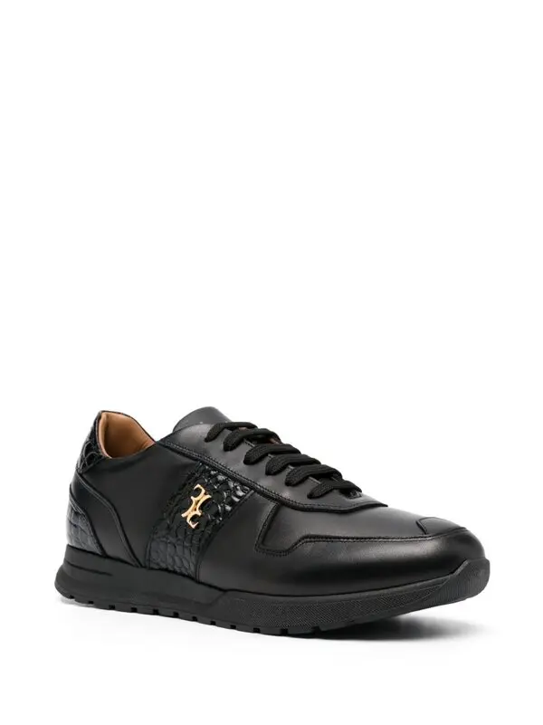 BILLIONAIRE Crocodile-effect Leather Sneakers - Black