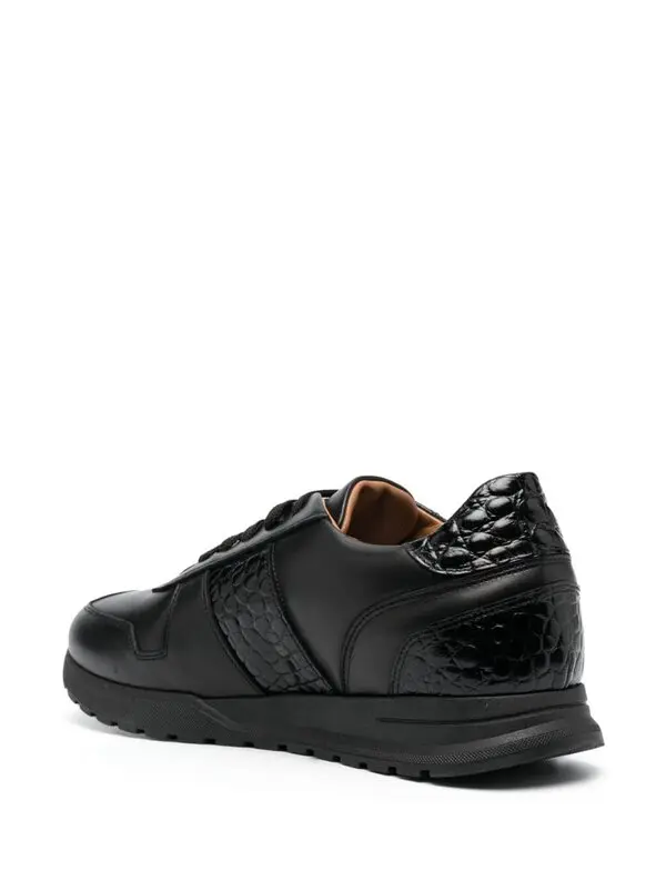 BILLIONAIRE Crocodile-effect Leather Sneakers - Black