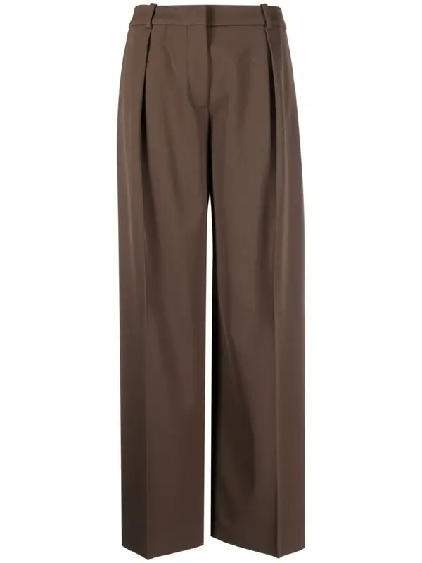 Calvin Klein Tailored Wide-leg Twill Trousers - Brown