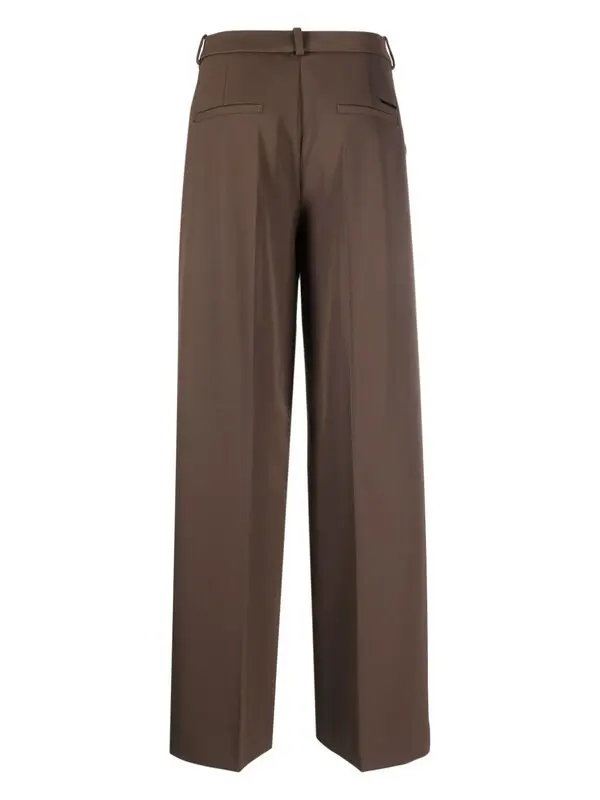 Calvin Klein Tailored Wide-leg Twill Trousers - Brown
