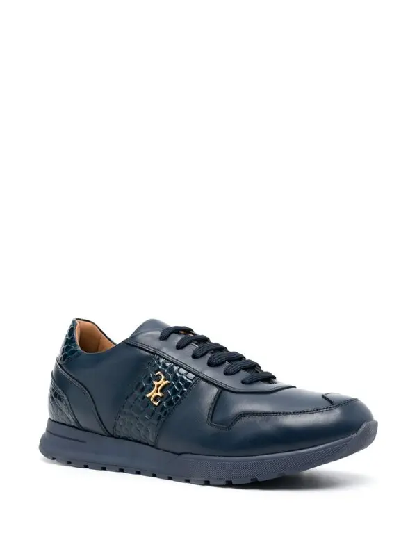BILLIONAIRE Crocodile-effect Leather Sneakers - Blue