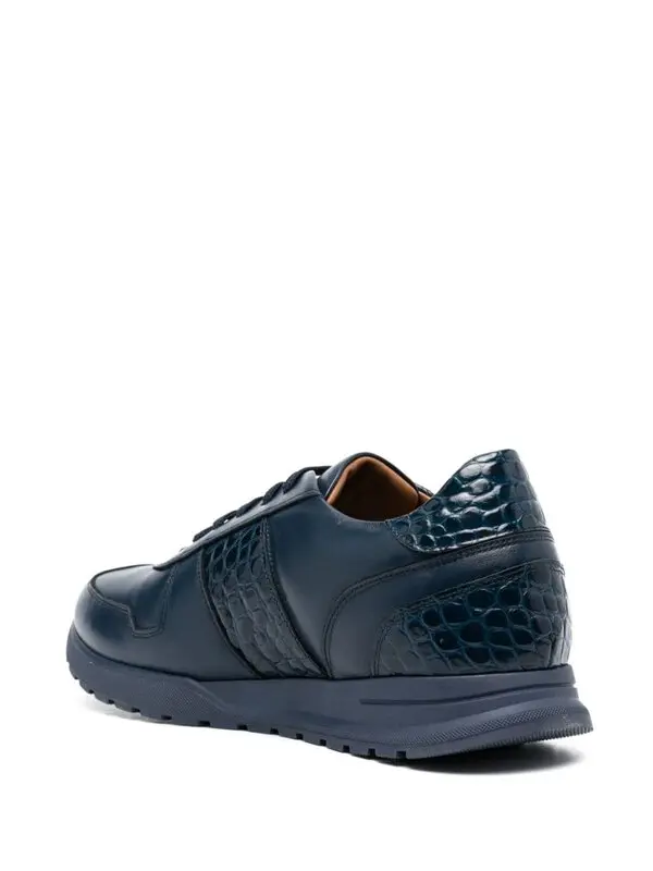 BILLIONAIRE Crocodile-effect Leather Sneakers - Blue