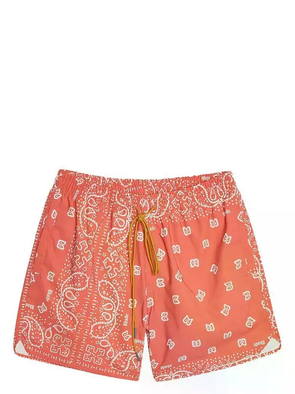 Rhude Bandana Print Swimming Shorts - Orange