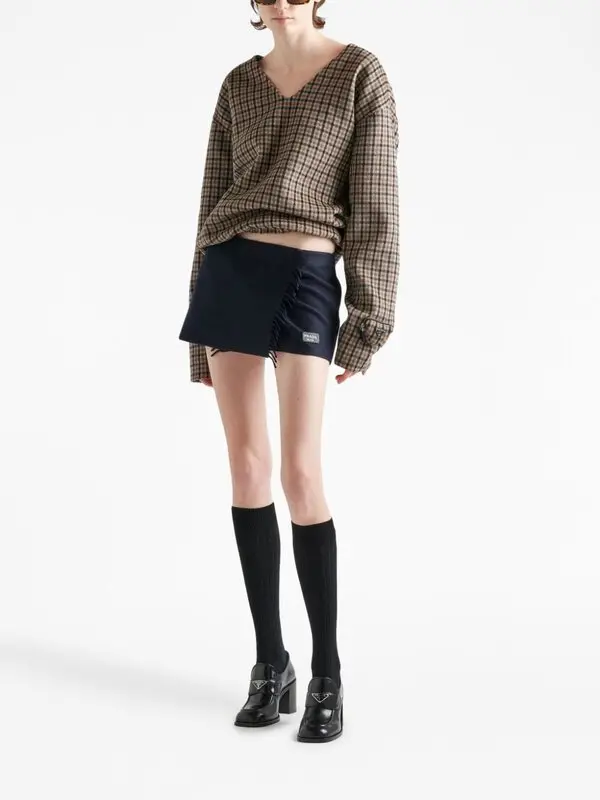 Prada Checked Cashgora Jumper - Neutrals