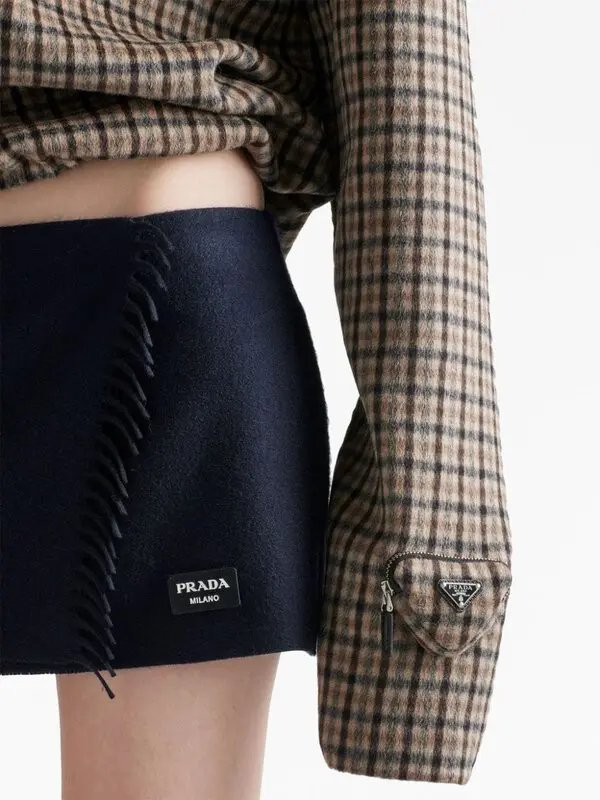Prada Checked Cashgora Jumper - Neutrals