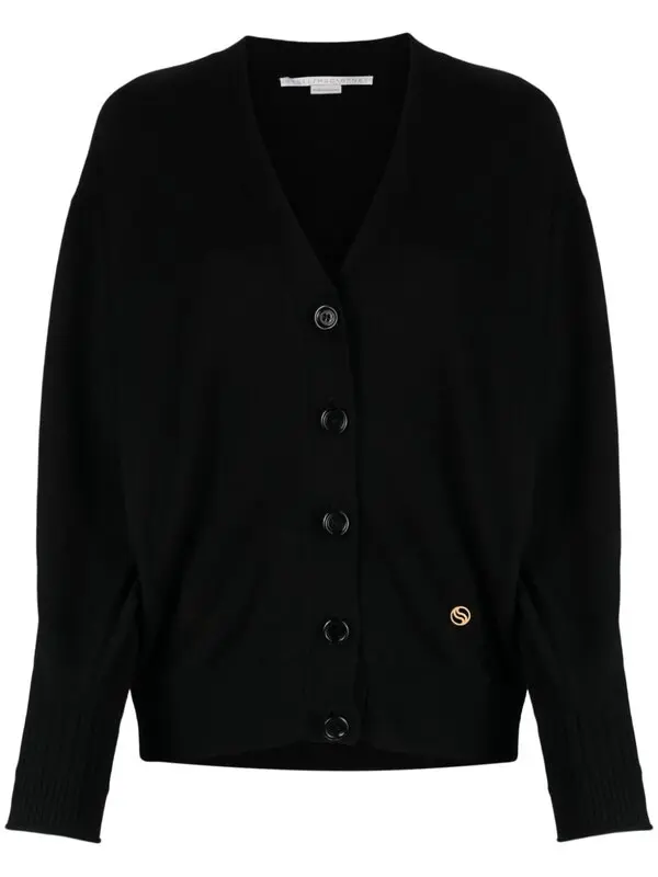 Stella McCartney Logo-embroidered Virgin Wool Cardigan - Black