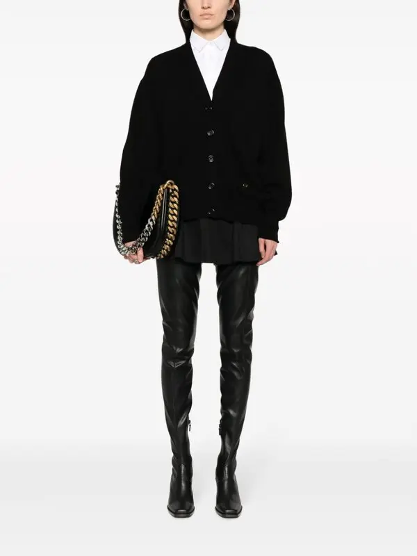 Stella McCartney Logo-embroidered Virgin Wool Cardigan - Black
