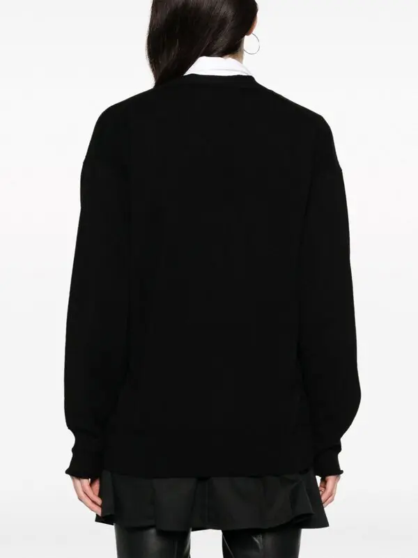 Stella McCartney Logo-embroidered Virgin Wool Cardigan - Black