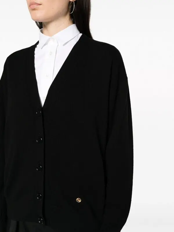 Stella McCartney Logo-embroidered Virgin Wool Cardigan - Black