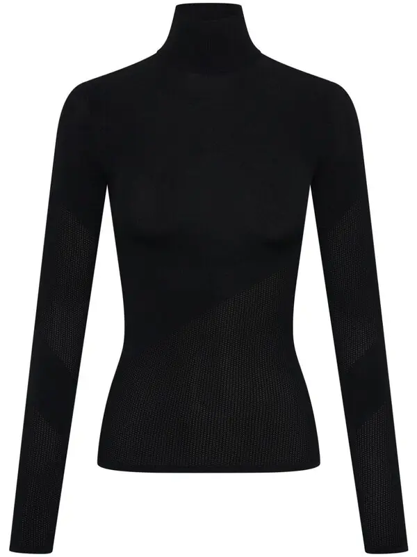 DION LEE Helix Mesh-detail Knitted Top