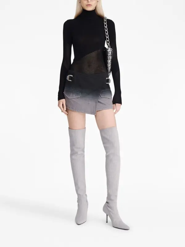 DION LEE Helix Mesh-detail Knitted Top