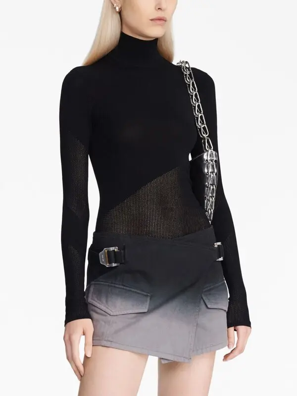 DION LEE Helix Mesh-detail Knitted Top